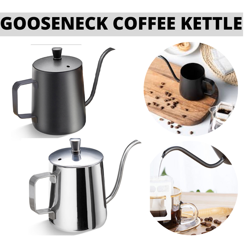 Gooseneck Coffee Kettle with Lid Stainless Steel Pour Over Long Narrow ...
