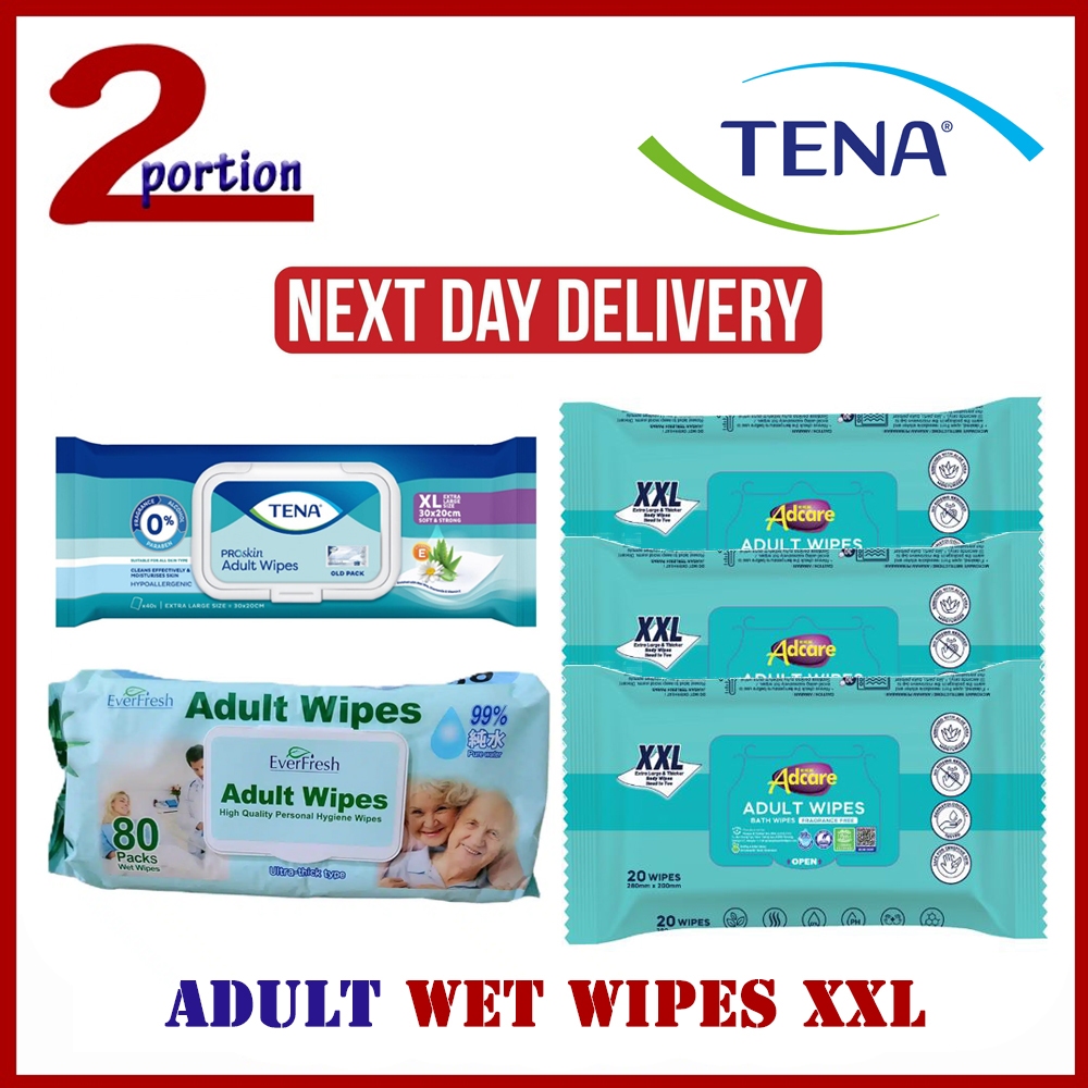 ★BUNDLE SET★ Adcare XXL Adult Wipes / TENA Adult Wipes / Everfresh ...