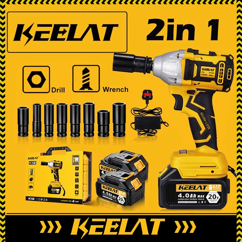 KEELAT Cordless Impact Wrench Cordless Screwdriver 420Nm Brushless Tool ...