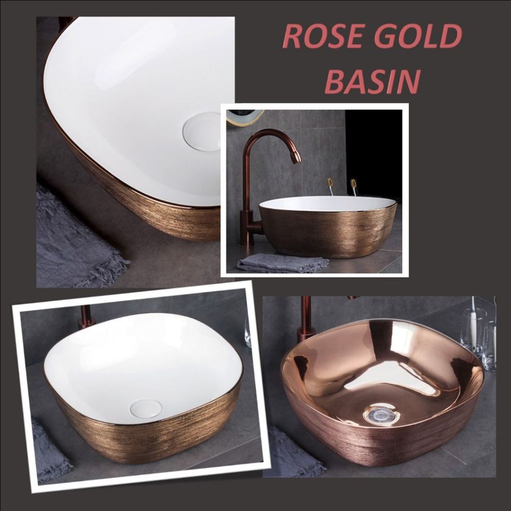 Rose Gold Basin / Rose Gold White Basin / Rose gold top mount basin ...