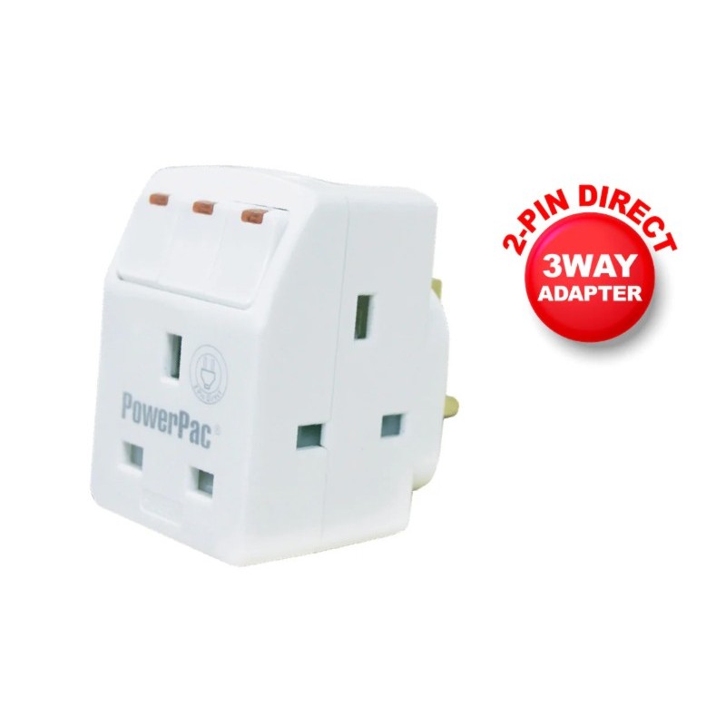 3 Way Adapter with 3-Pin Plug 3 Pin Sockets With Individual Switches ...