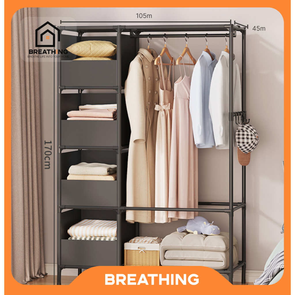 Floor-standing Double-row Black Simple Modular Wardrobe | Shopee Singapore