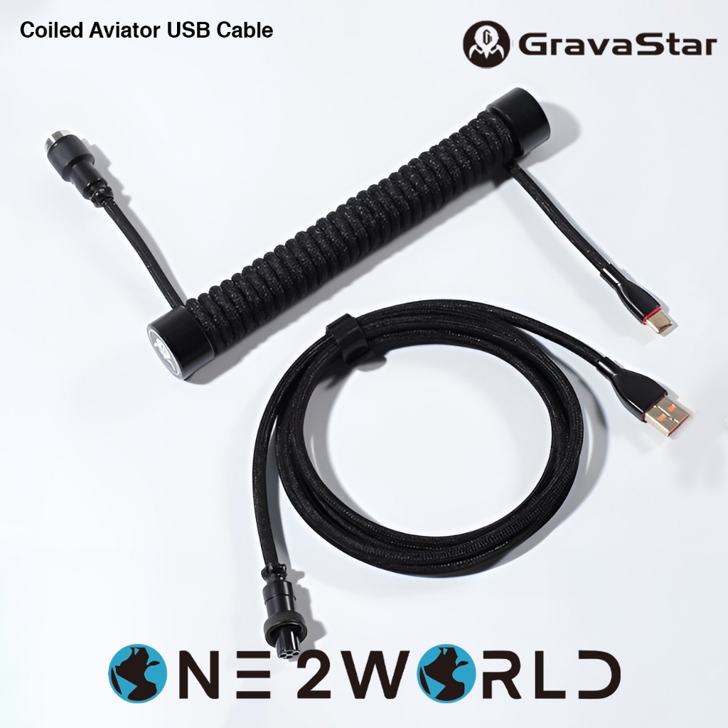 GravaStar Coiled Aviator USB Cable - Premium Braided TPU Design, Gold-Plated USB-A & Type-C ...