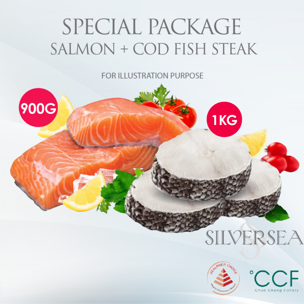 Silversea - BUNDLE Cod Fish Steak (1KG) + Salmon (900G) Fresh Frozen ...