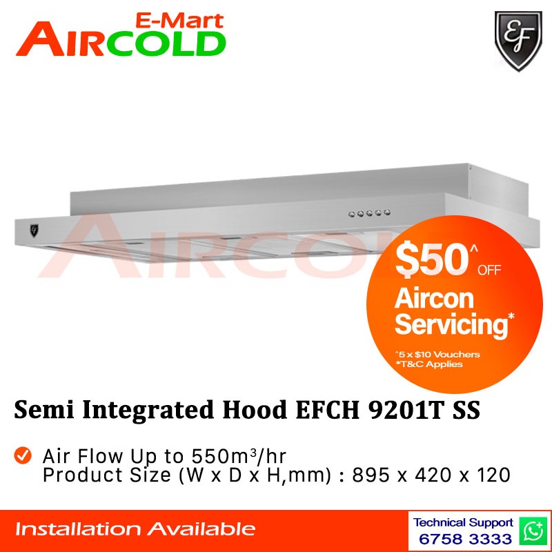 EF Semi Integrated Hood 90cm EFCH 9201T SS | Shopee Singapore