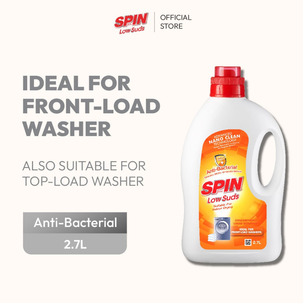 SPINmatic Low Suds Laundry Liquid Detergent (Anti-Bacterial) 2.7L ...