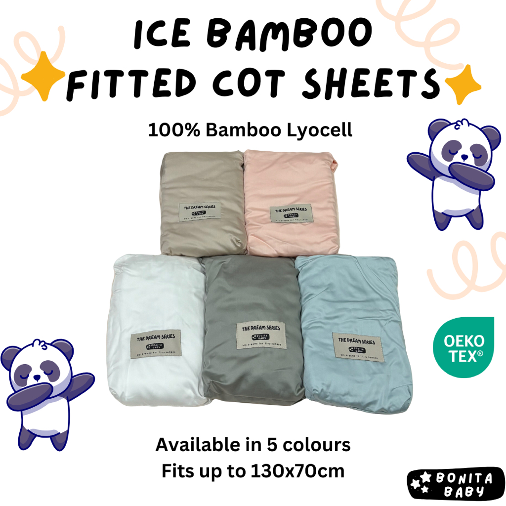 100 % ICE Bamboo Lyocell Cooling Fitted Baby Cot sheets | Shopee Singapore