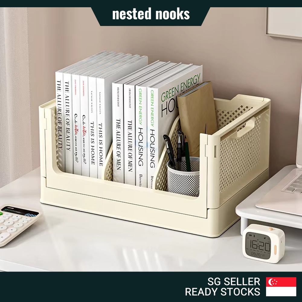 Foldable Stackable Desktop Books Storage Box in Crate Box Design Style ...