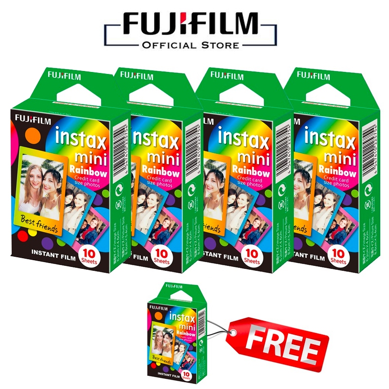 Fujifilm Instax Mini Film Rainbow [Bundle of 4 packs + 1 Free] | Shopee ...