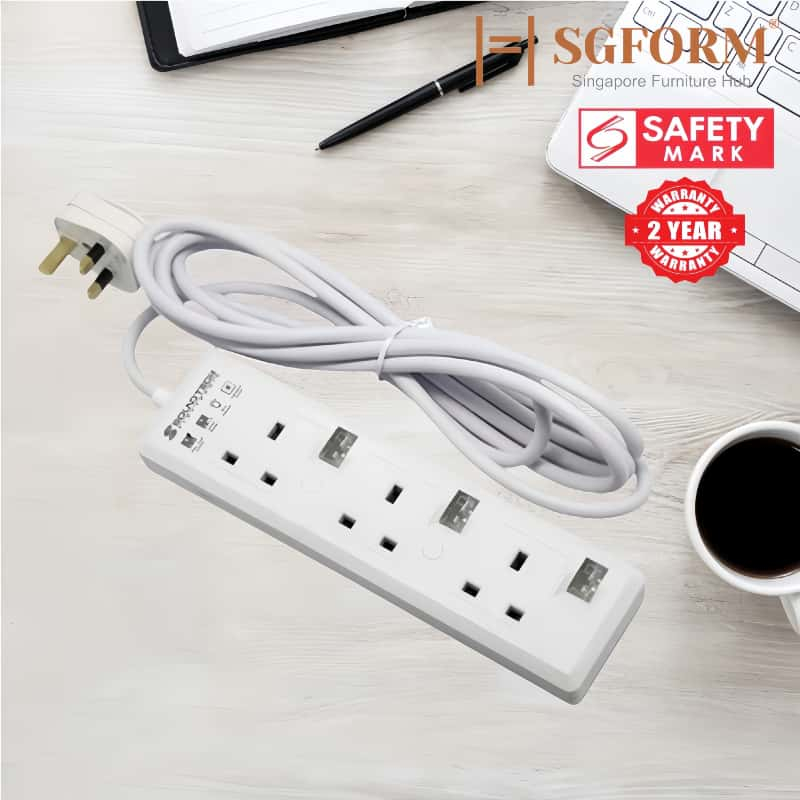 Power Stocket Extension Socket 3 Ways Extension Socket with 2 Metres ...