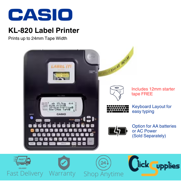 Casio Brother Label Printer Machine EZ Label KL-820 Prints up to 24mm ...