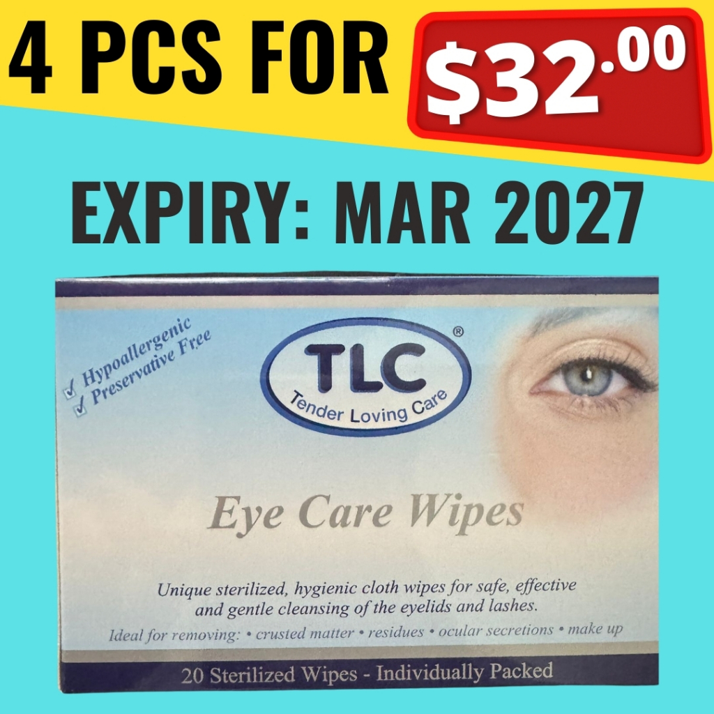 TLC Eye Care Wipes 20s Eyelids Lashes Hypoallergenic Residue Ocular ...