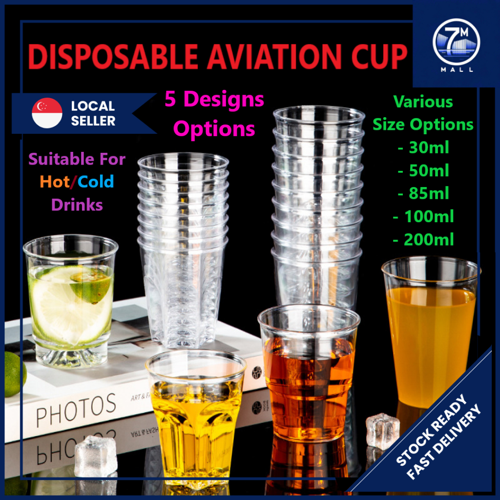 🇸🇬 Disposable Aviation Cup | Thick Plastic Acrylic Glass Party Coffee Tea Whiskey Wine Beer Sake ...