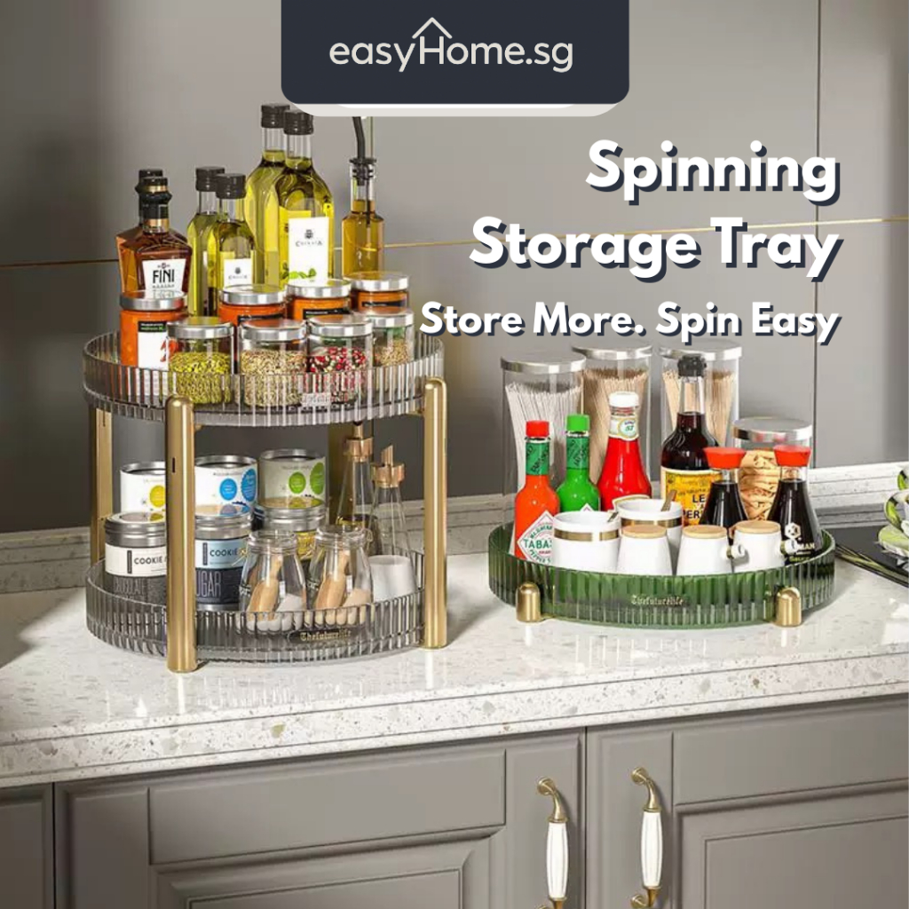 Easyhome.sg Spinning Storage Tray / Rotating Kitchen Food Rack Holder ...
