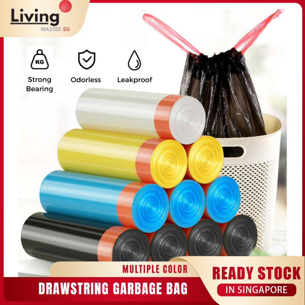 [SG Stock] Drawstring Plastic Garbage Bag With Drawstring 45cmx50cm ...