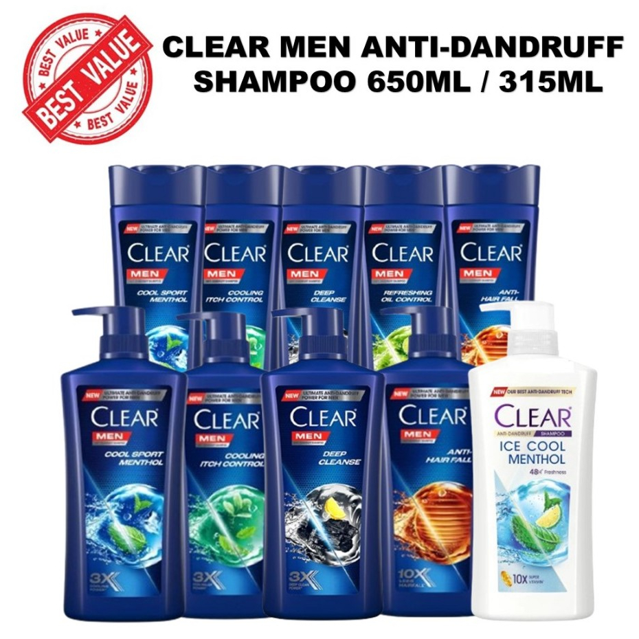 Clear Men Anti-Dandruff Shampoo 650ml / 315ml / Best Deal / Mix & Match ...