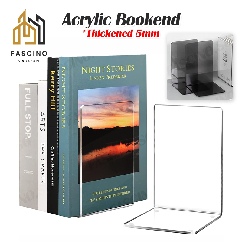 【SG】5mm Thickness Acrylic Bookend Stand Book End Divider Book Holder ...