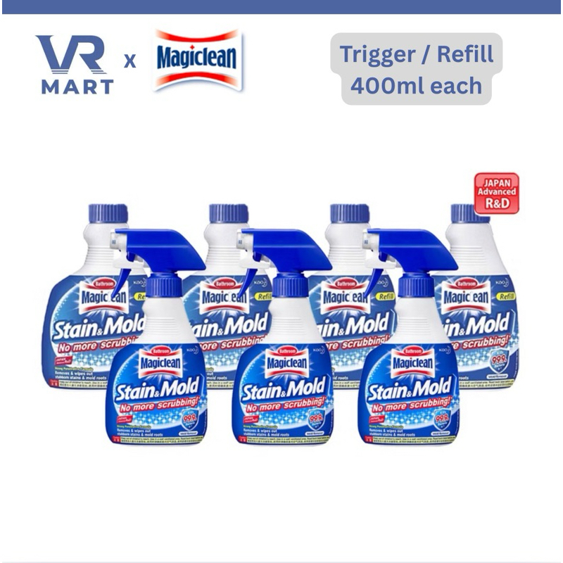Kao Magiclean Bathroom Stain & Mold Remover / Trigger + Refill 400ml ...
