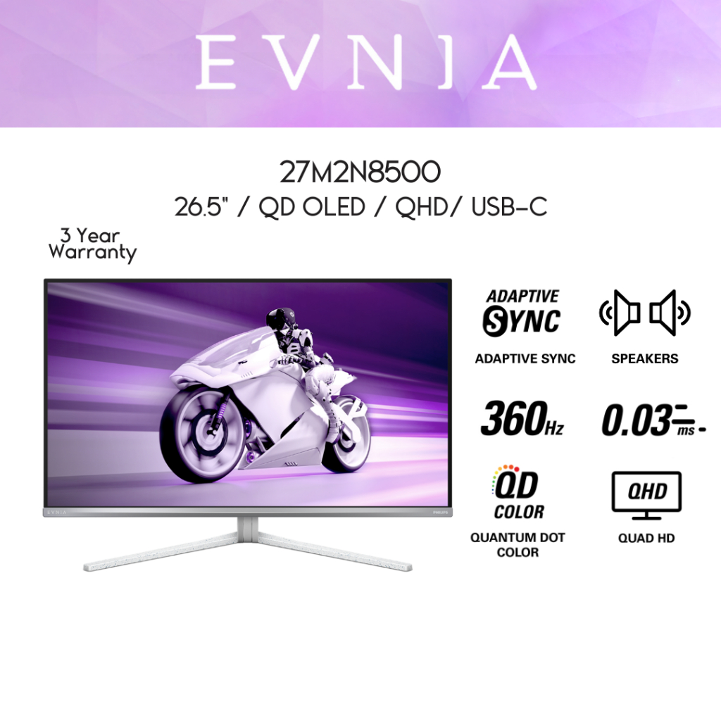 Philips Evnia 27M2N8500 26.5" 2K QHD 360Hz QD OLED Monitor 27M2N8500 ...