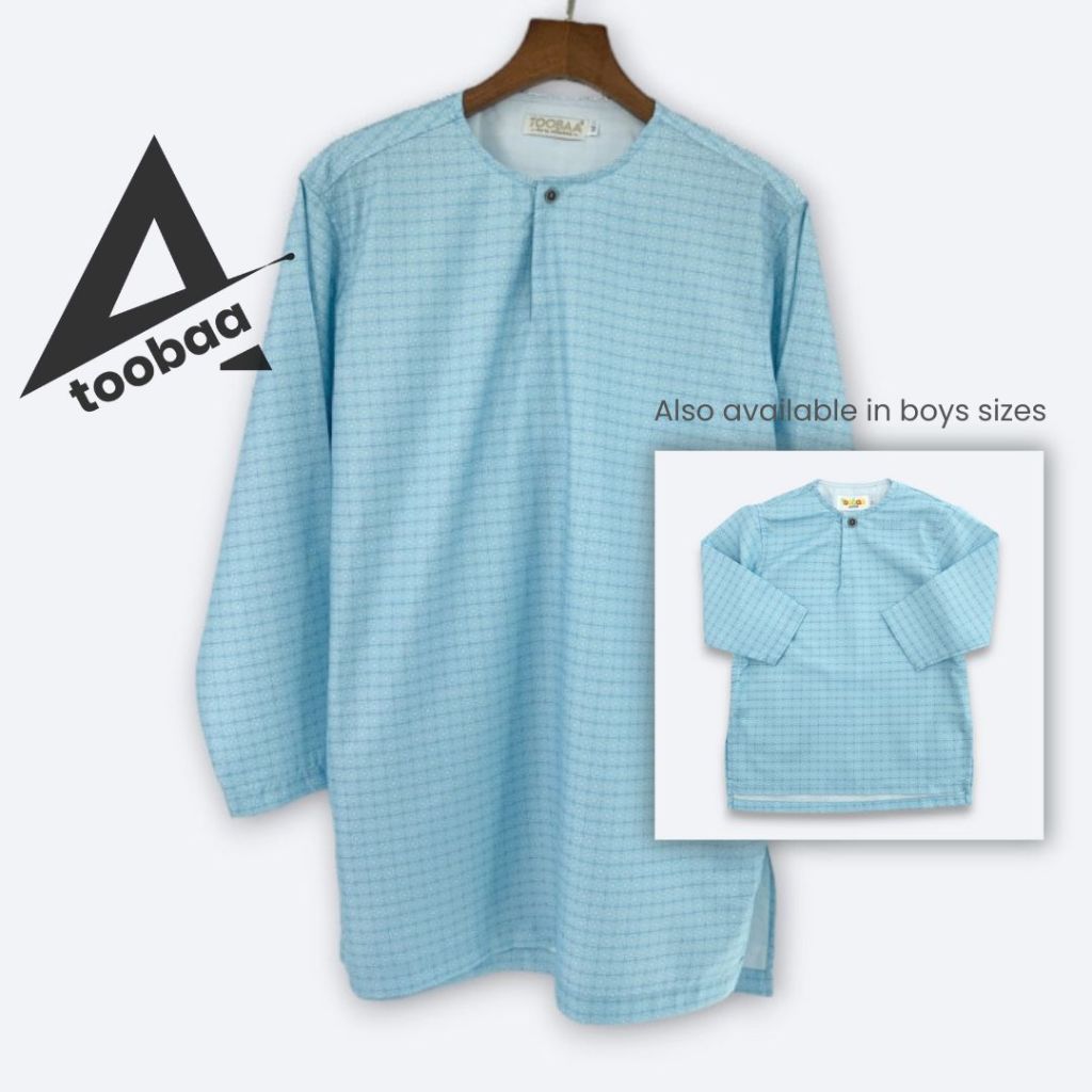 Men & Boys Kurta Inara - Blue Ice by Toobaa (Baju Batik Lelaki ...