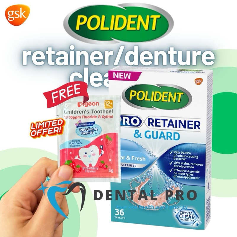 Polident pro retainer and guard 36s + Free gift 保利腾牙套清洁药丸 | Shopee ...
