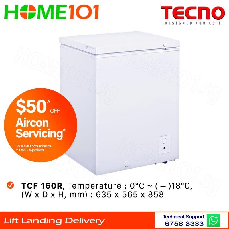 Tecno Chest Freezer 160L TCF 160R I TCF160R | Shopee Singapore