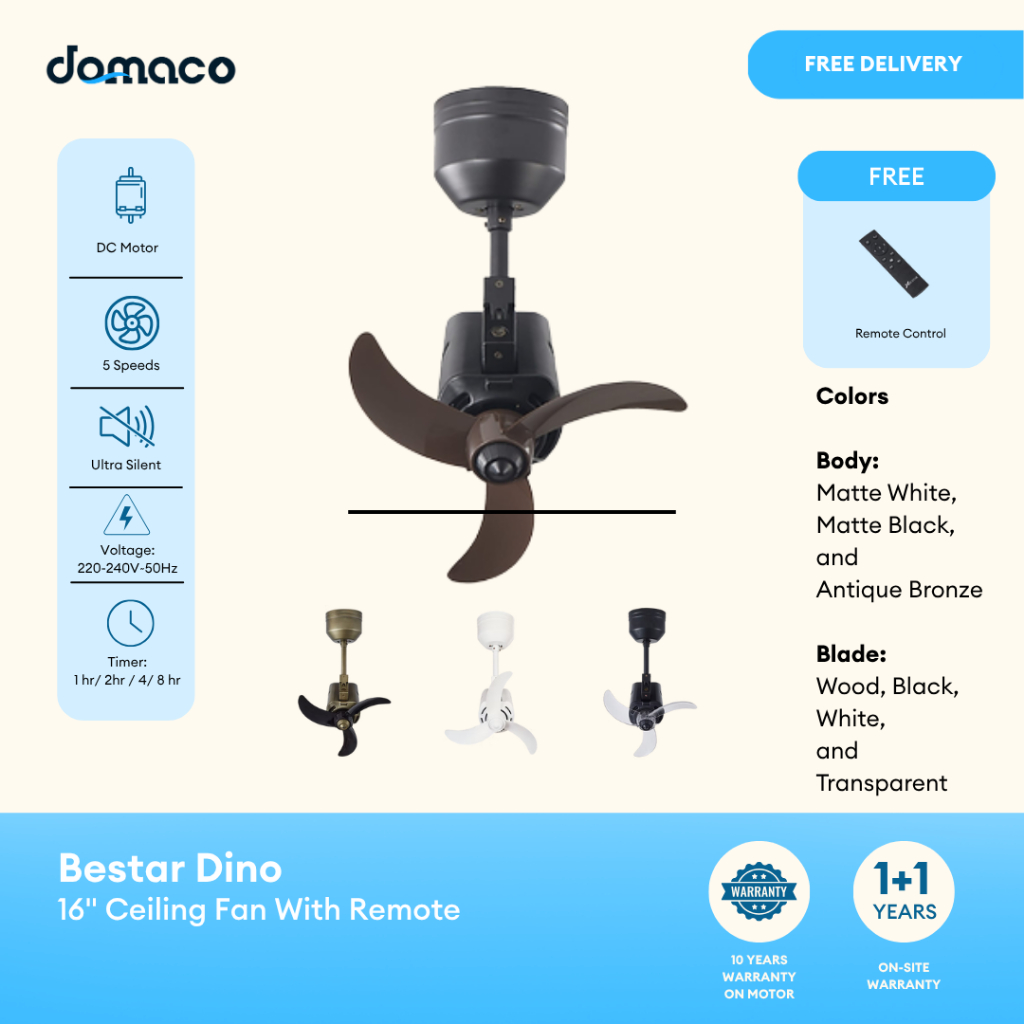 Bestar Dino 16 Inch Ceiling Fan With Remote | Shopee Singapore
