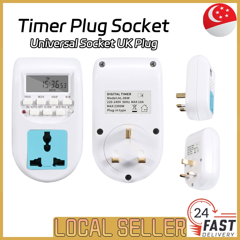 [SG In Stock]Digital Timer Plug Socket Electrical Programmable Plug Timer Switch Socket Adapter ...