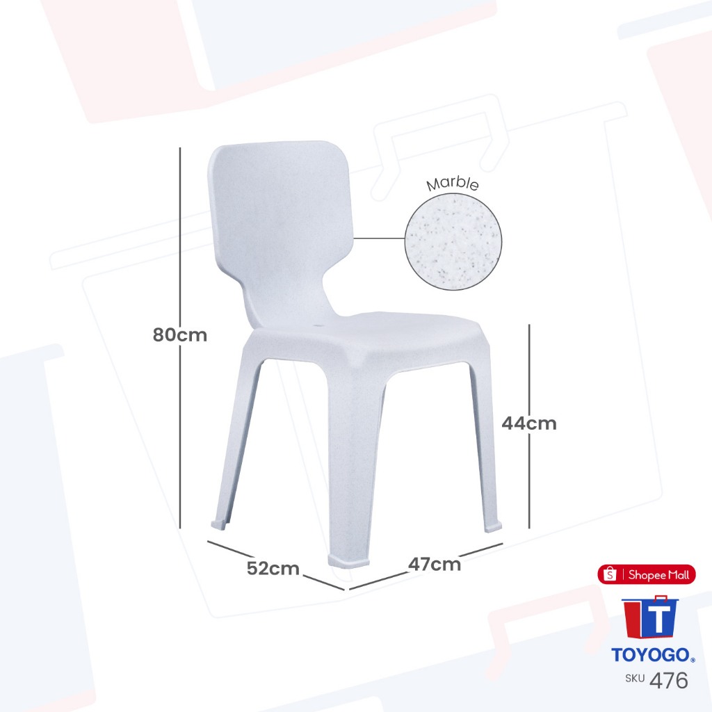 TOYOGO Classic Plastic Chair – Durable & Stackable for Home/Outdoor ...
