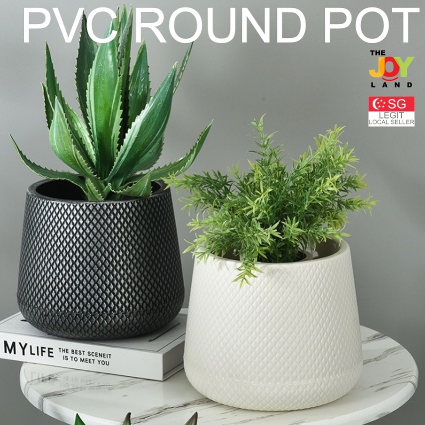 [SG INSTOCKS] Round Curved Pot Pvc Textured Tall Short Pots Vase ...