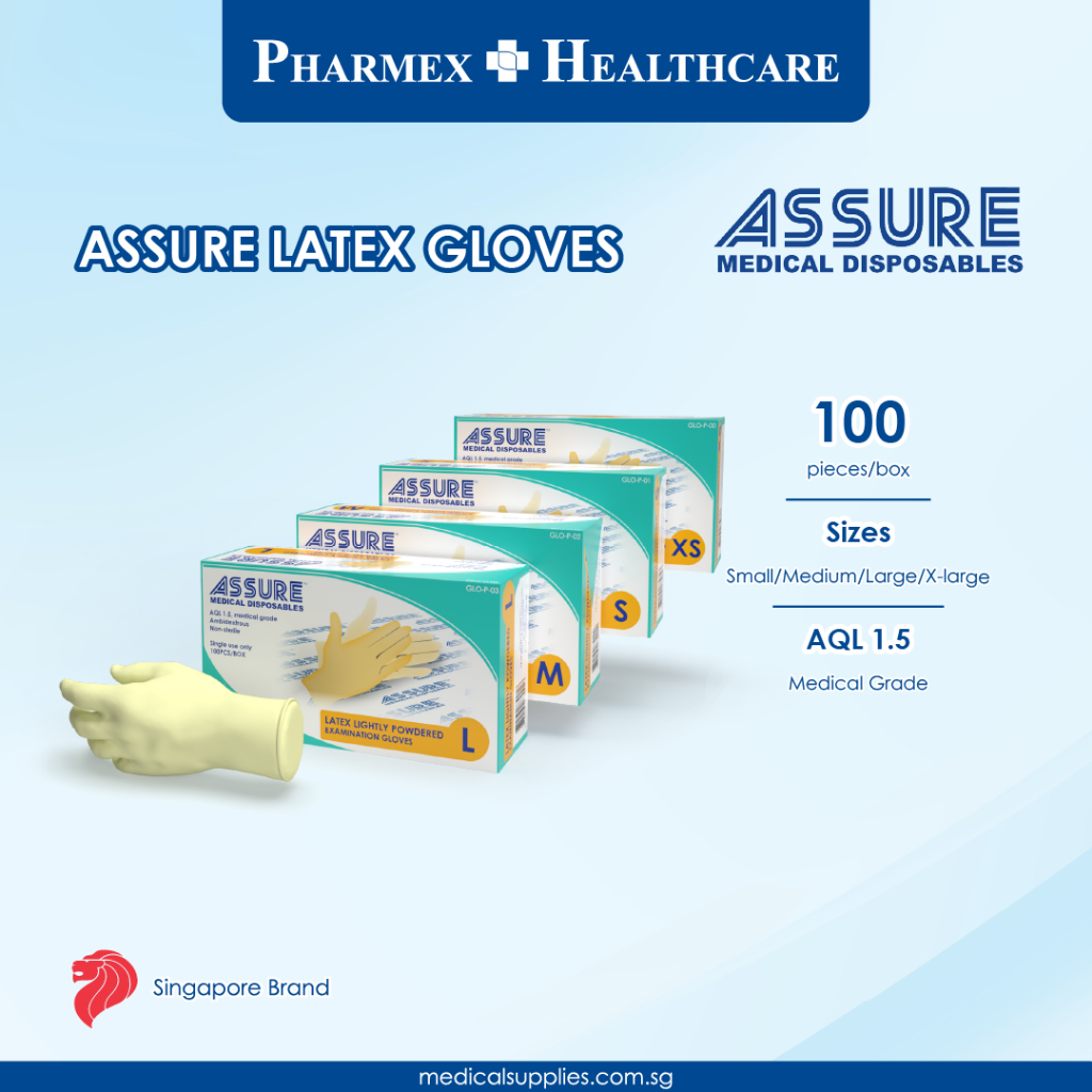 ASSURE Latex Exam Gloves Powdered 100 Pce/Box | Shopee Singapore