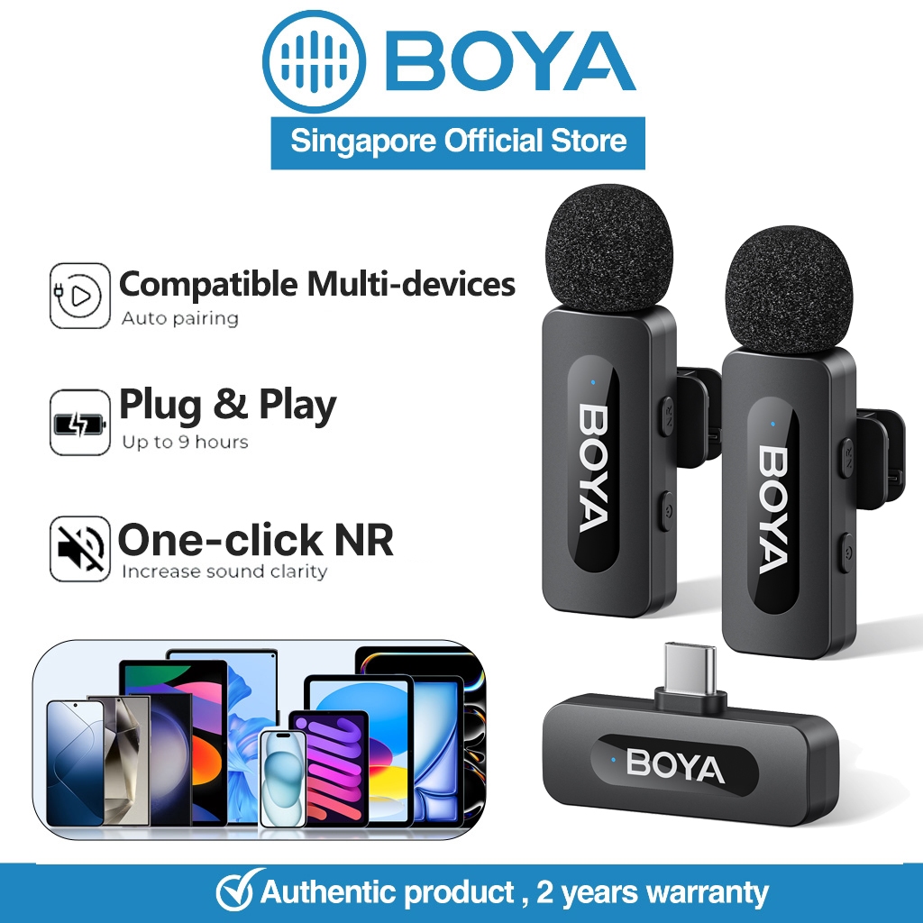 BOYA BY-V10/V20 Android Wireless microphone Type-C Lavalier mic Clip Noise Cancellation for iP ...