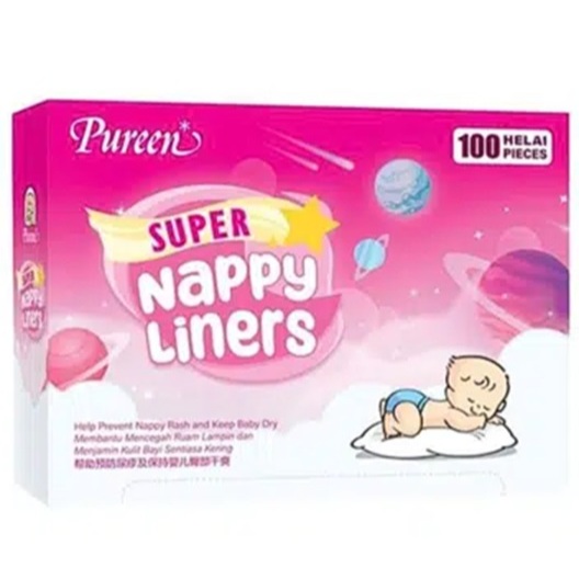 PUREEN Super Baby Napkin Liner 100s Size 33x22cm | Shopee Singapore