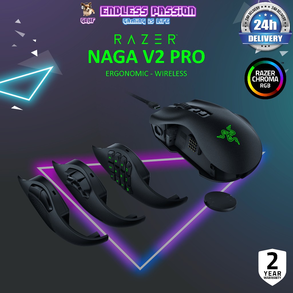 Razer Naga V2 Pro - MMO Wireless Gaming Mouse with HyperScroll Pro ...