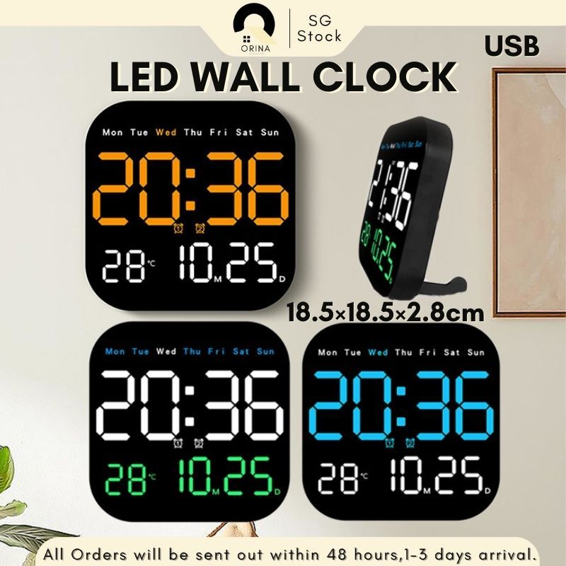 [SG] Digital Wall Clock Electronic Led Clock Display for Living Room ...