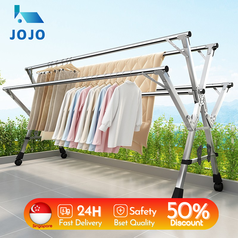 Clothes Drying Rack 1/2/3/5 Pole Retractable Stainless Clothes Hanger ...