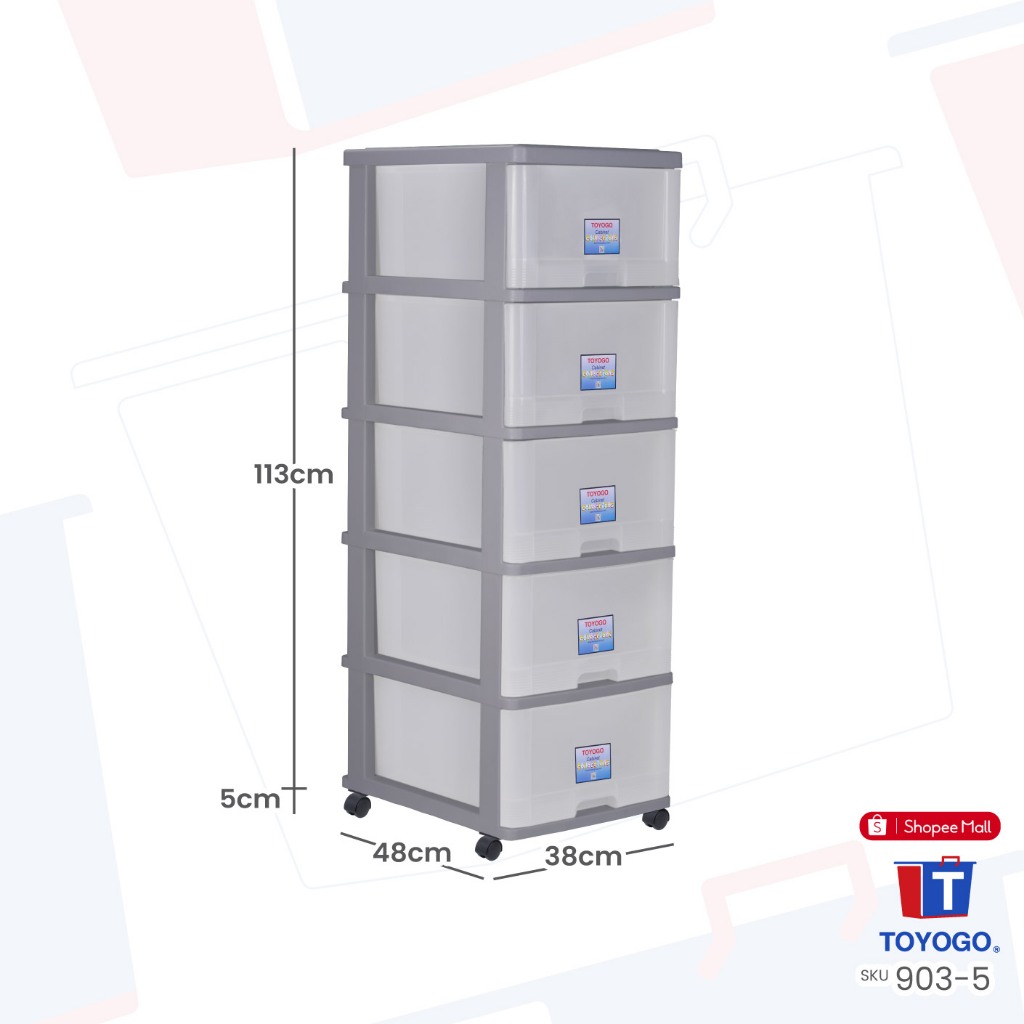 TOYOGO Plastic Drawer Cabinet with Wheels – Multi-Layer Storage (903-5/ ...