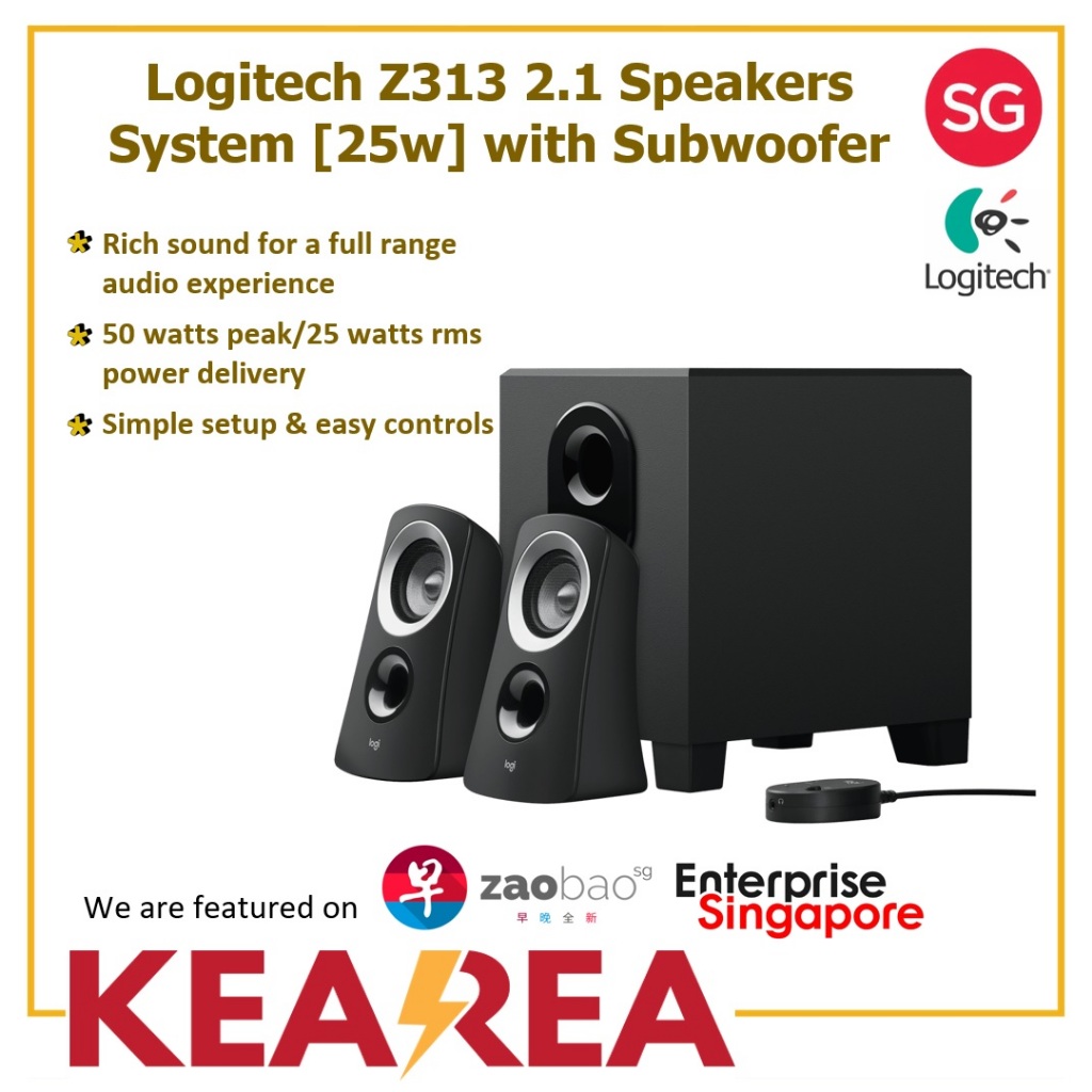 Logitech Z313 2.1 Speakers System [25w] with Subwoofer (2 Year Logitech ...