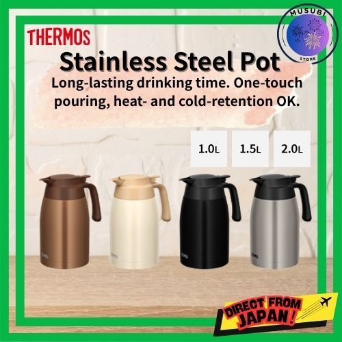 THERMOS Thermal Flask Stainless Steel Pot - TTB-1001 / TTB-1501 / TTB-2001 - Tabletop Pot Cold ...