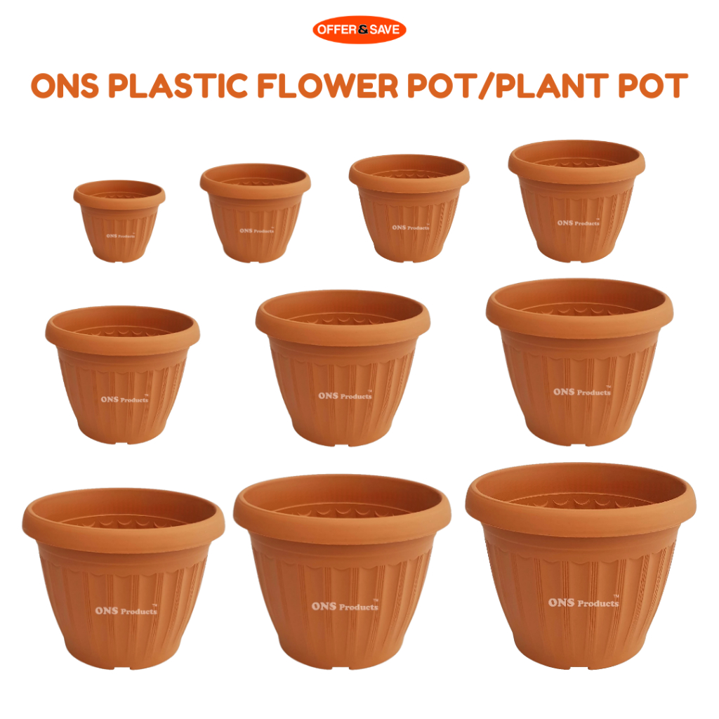 ONS Plastic Flower Pot / Plant Pot [Full Sizes] | Shopee Singapore