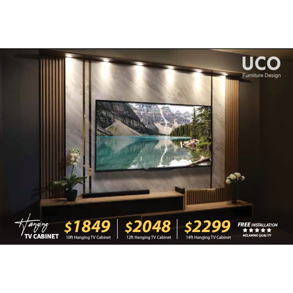 UCO HWTC15 HANGING TV CONSOLE WITH WOODSTRIP (10FT/12FT/14FT) | Shopee ...