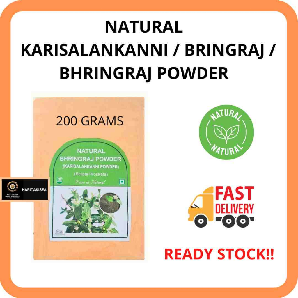 NATURAL BHRINGRAJ (BRINGRAJ, KARISALANKANNI) LEAVES POWDER 200 GMS ...