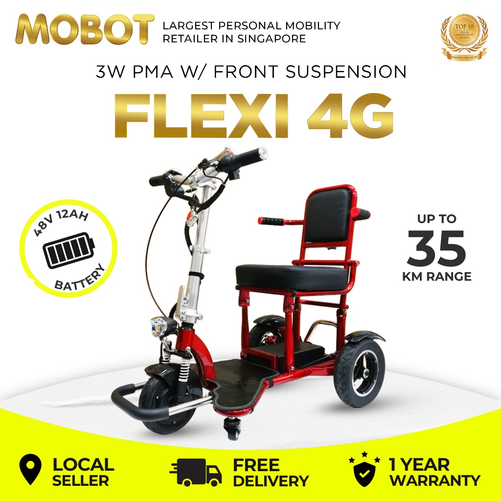 MOBOT SG Official | FLEXI 4th Gen 3 Wheel Mobility Scooter | 48V 12AH ...