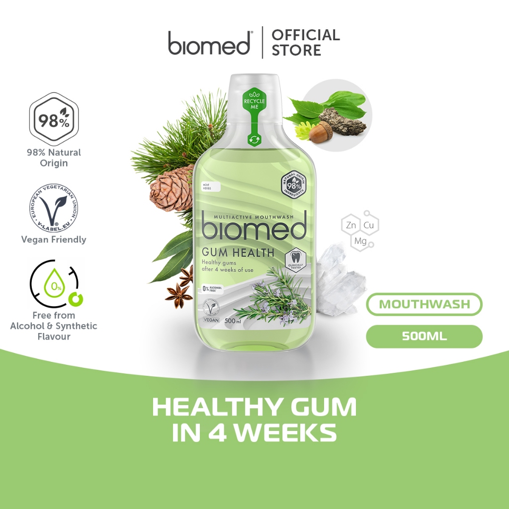 BIOMED Natural Mouthwash GUM HEALTH, Anti inflammatory, Alcohol Free ...