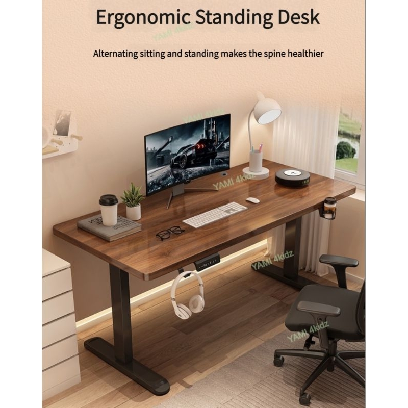 [SG🇸🇬 ready stock]Solid Wood Electric Height Adjustable Table Ergonomic ...