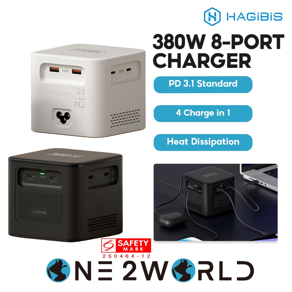 HAGIBIS PD380 380W GaN 8-Port Charger - GaN Technology, Built-in Fan ...