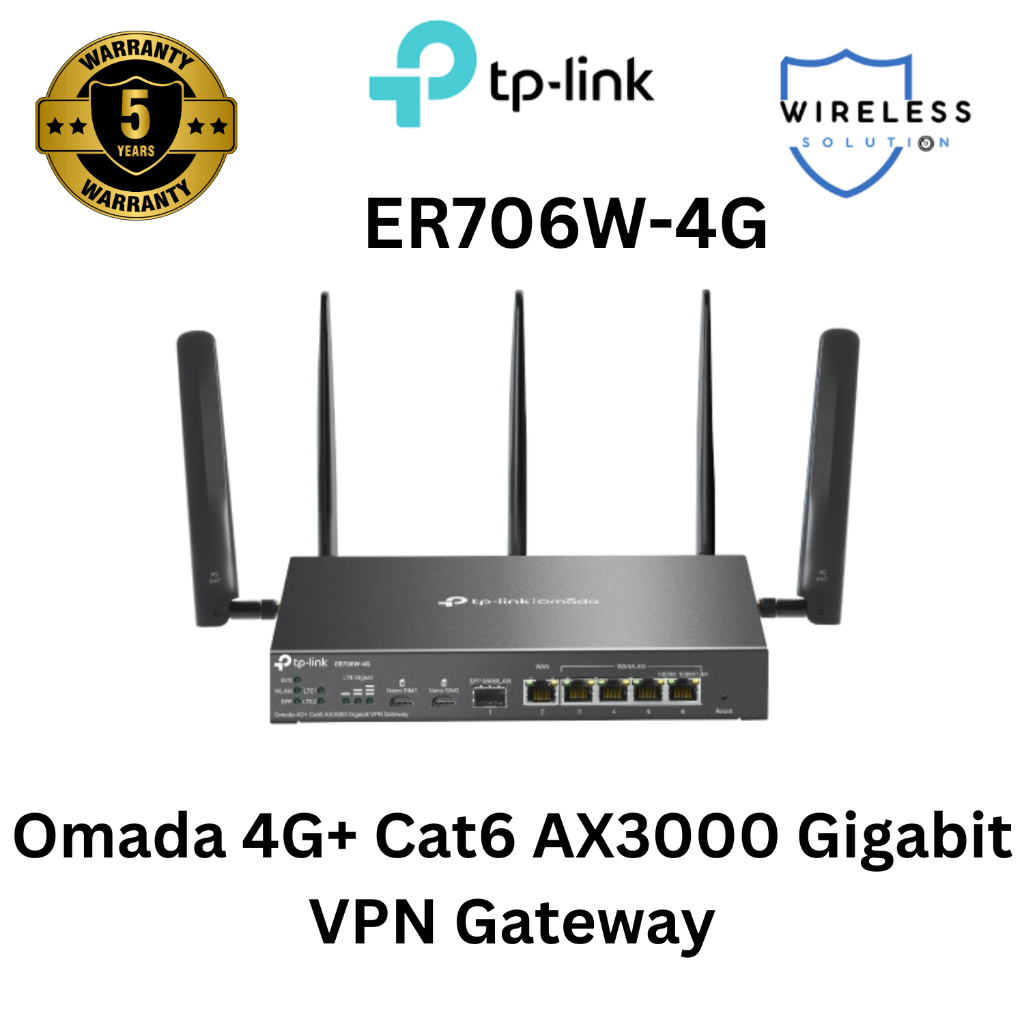 SG LOCAL TP-Link ER706W-4G Omada 4G+ Cat6 AX3000 Gigabit VPN Gateway ...