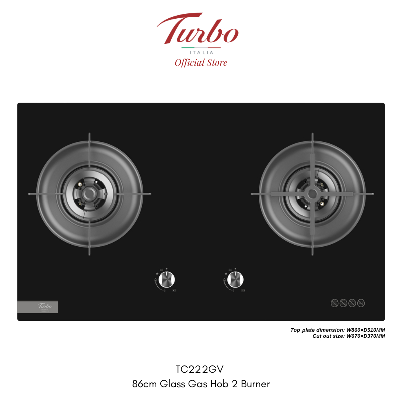 Turbo Italia - TC222GV 86cm Glass Gas Hob 2 Burners | Shopee Singapore