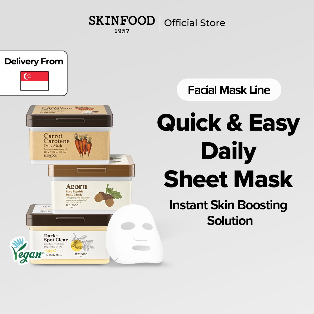 [SKINFOOD Official] Daily Sheet Mask 30ea / Carrot, Acorn, Yuja C ...