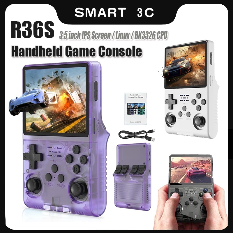 【SG Stock】R36S Retro Handheld Game Console with 64GB Built-in 15000+ Classic Games Linux System ...